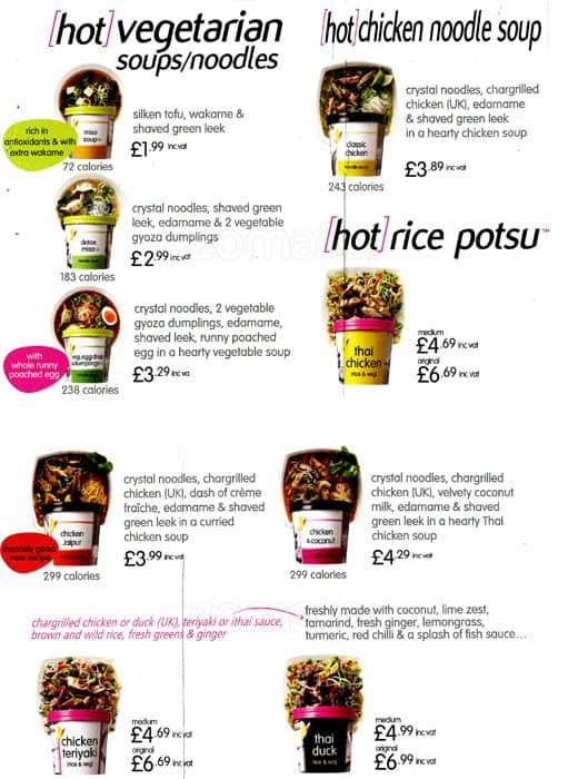 Menu at itsu restaurant, London, 18-20 Regent St