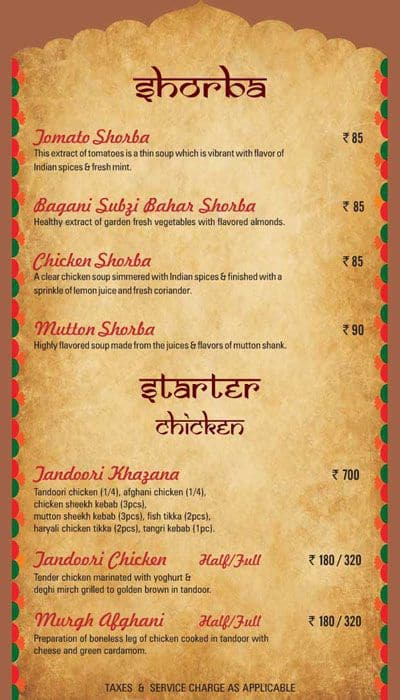 Menu at Bhatinda Xpress, Chennai, 4/19A