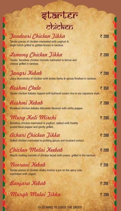 Menu at Bhatinda Xpress, Chennai, 4/19A
