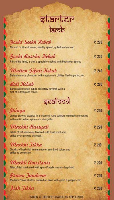 Menu at Bhatinda Xpress, Chennai, 4/19A