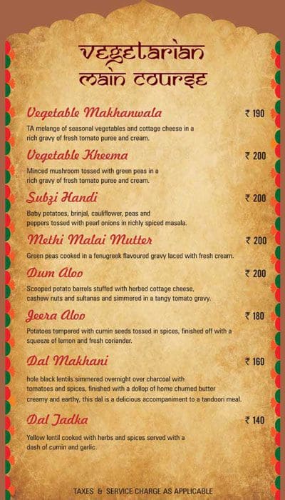 Menu at Bhatinda Xpress, Chennai, 4/19A