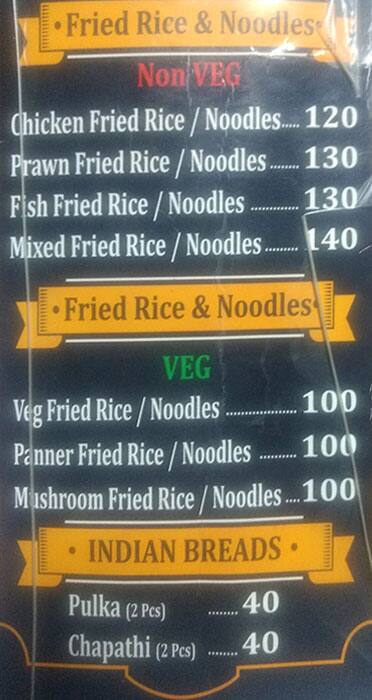 Menu at Glasshopper, Chennai