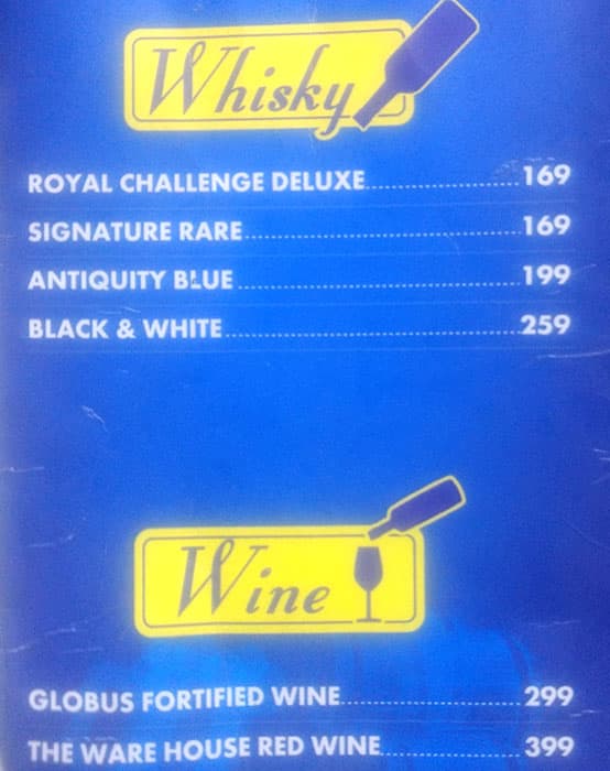 Menu at Glasshopper, Chennai