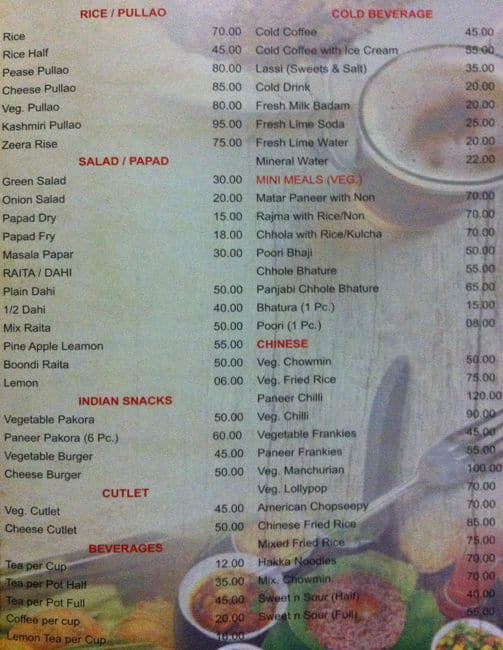 Menu at Purnima Gold Restaurant - Hotel New Ram Krishna, Lucknow