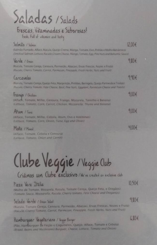 Menu at Casa da Praia restaurant, Carcavelos