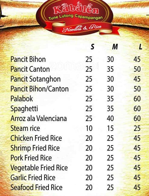 Menu at Kabalen Restaurant, Toronto