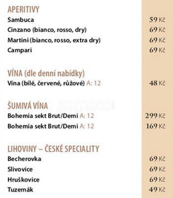 Menu at bridge restaurant, Prague