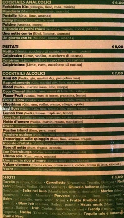 Menu da Hartigan's Irish pub & bar, Roma
