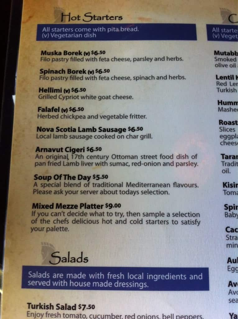 Menu at Troy Restaurant & Grill, Wolfville