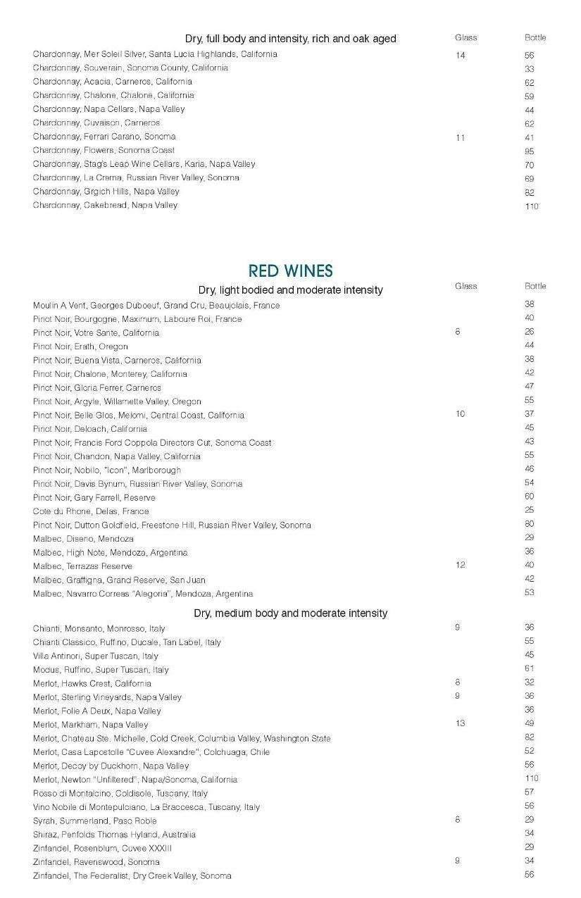 Menu at OCEAN2000 restaurant, Fort Lauderdale