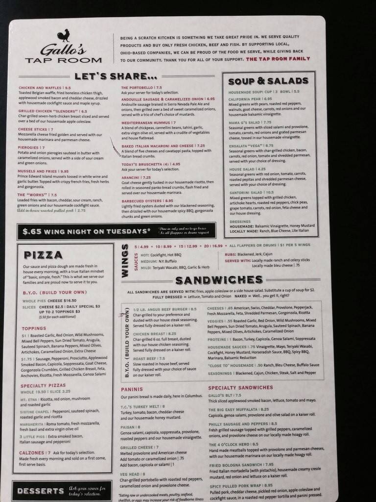 Gallo's Tap Room Menu, Menu for Gallo's Tap Room, Northwest Side ...