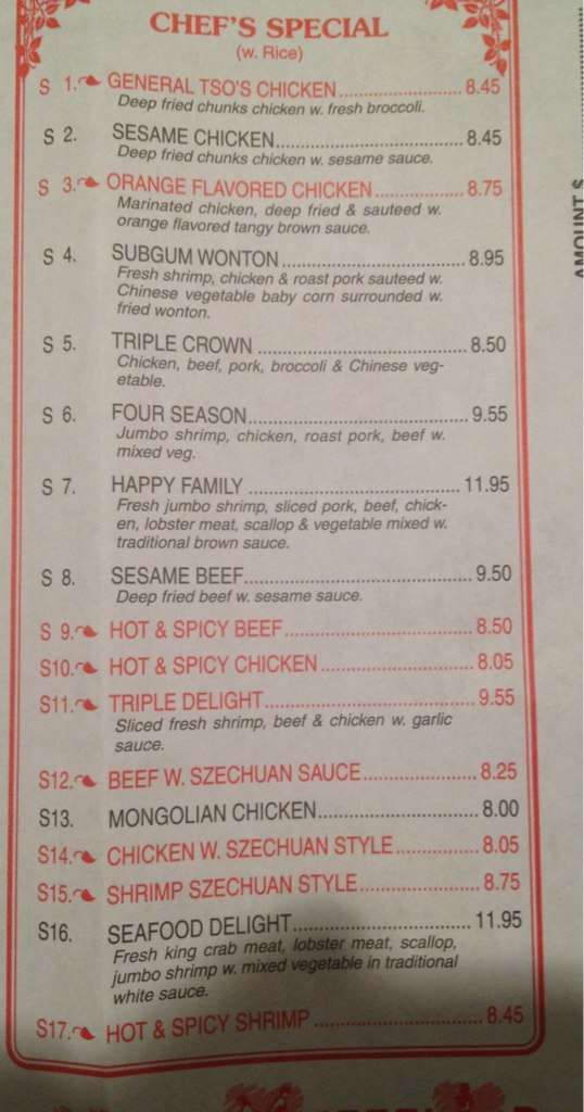 Menu at Speedy Wok restaurant, Randleman