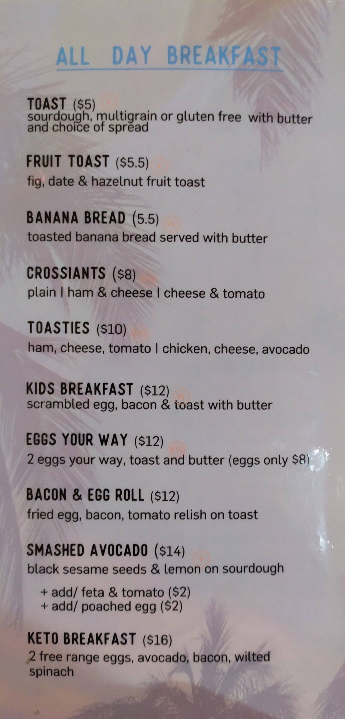 Menu at Hardy Boys Coffee Company cafe, Carindale