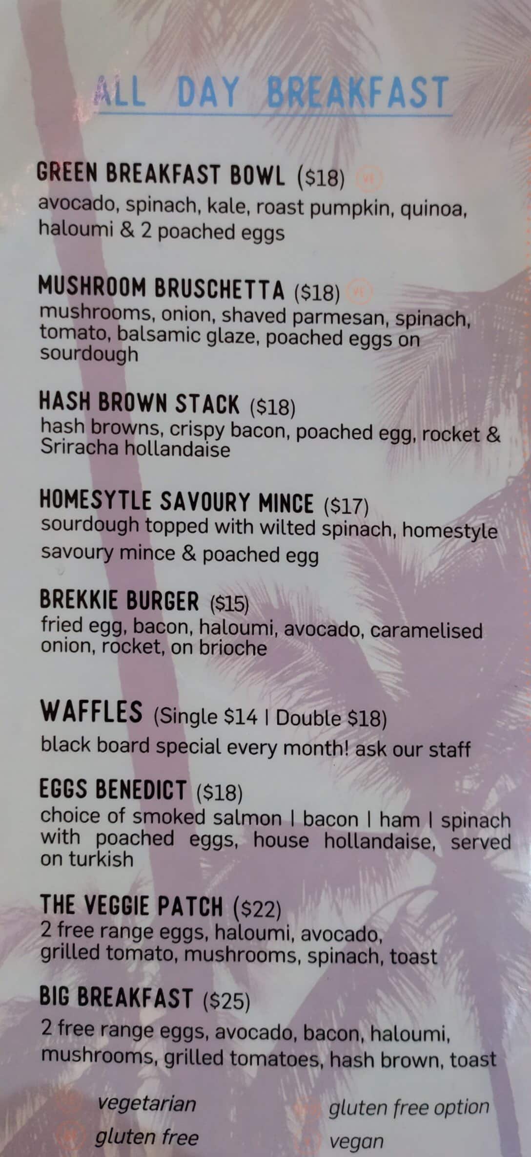 Menu at Hardy Boys Coffee Company cafe, Carindale