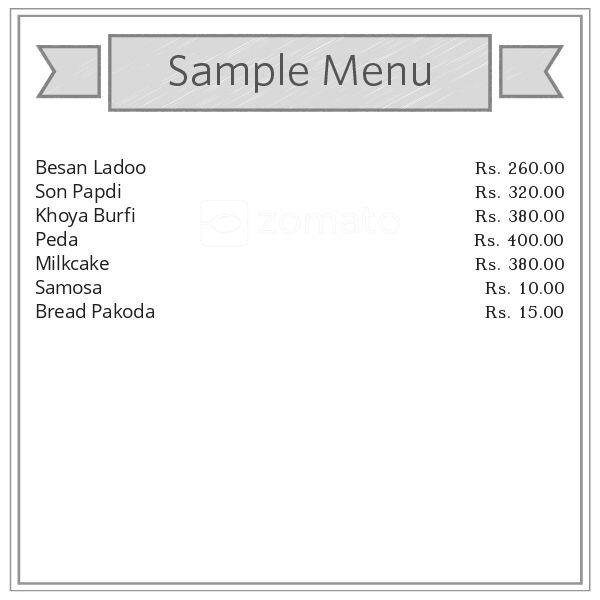 Menu of Shyam Sweets, Govind Puram, Ghaziabad