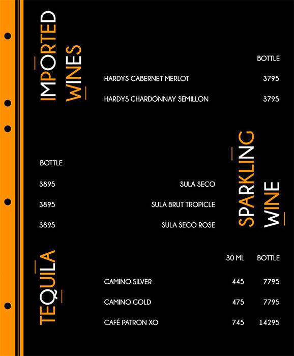 Menu at Andromeda Rooftop & Lounge Bar, Pune