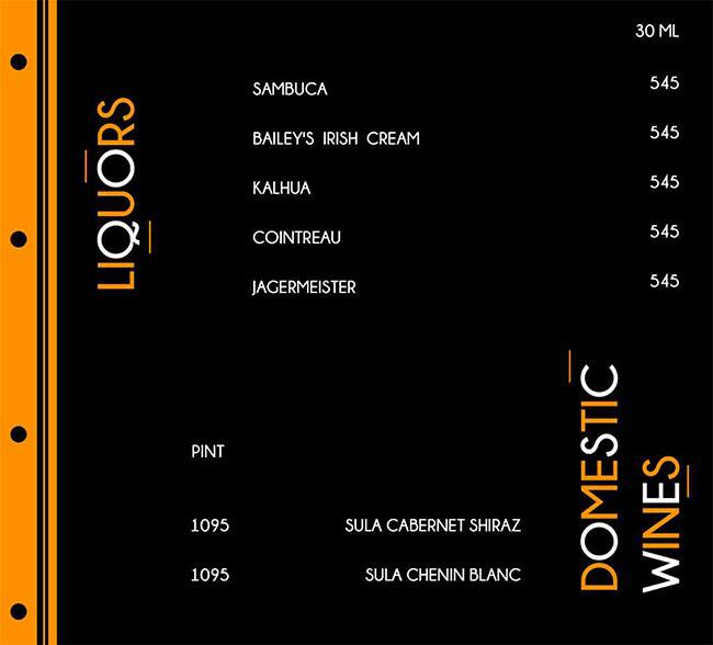 Menu at Andromeda Rooftop & Lounge Bar, Pune