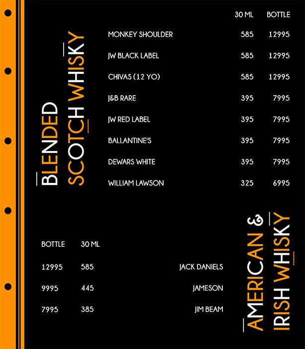 Menu at Andromeda Rooftop & Lounge Bar, Pune