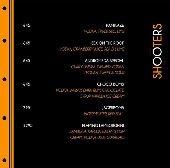 Menu at Andromeda Rooftop & Lounge Bar, Pune