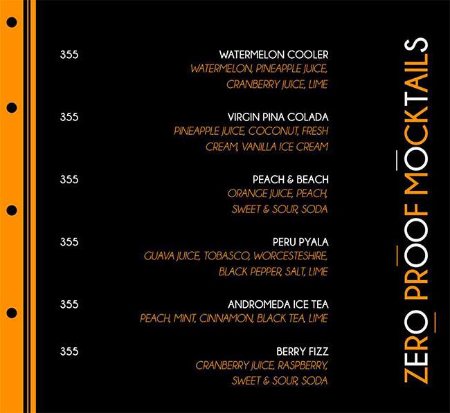 Menu at Andromeda Rooftop & Lounge Bar, Pune