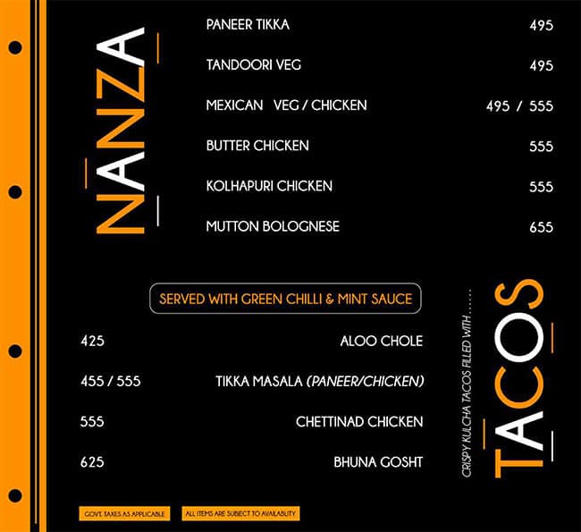 Menu at Andromeda Rooftop & Lounge Bar, Pune