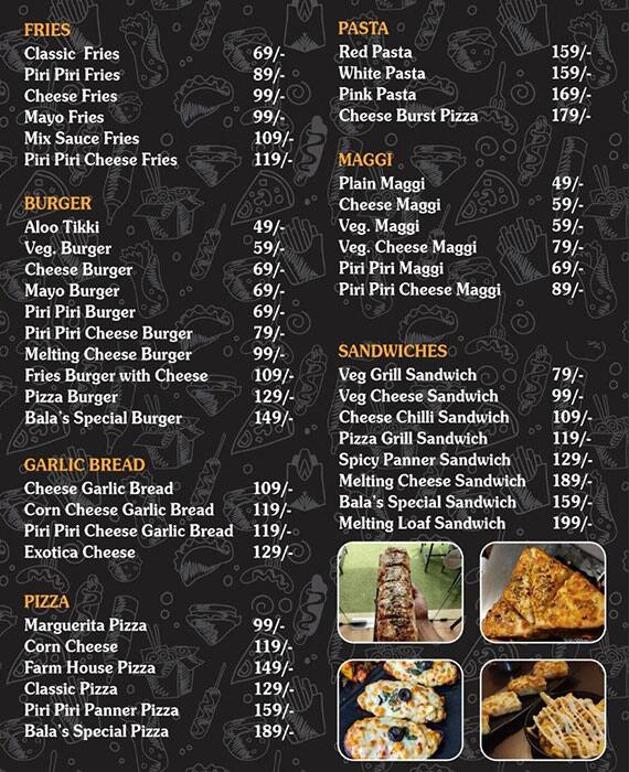 Menu of Bala's Bites, Dahisar East, Mumbai