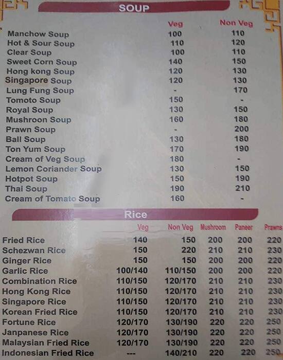 Menu of Mountain Italian Chinese Restaurant, Kalwa, Thane
