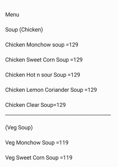 Menu of The Hunger Chinese, Old Panvel, Navi Mumbai