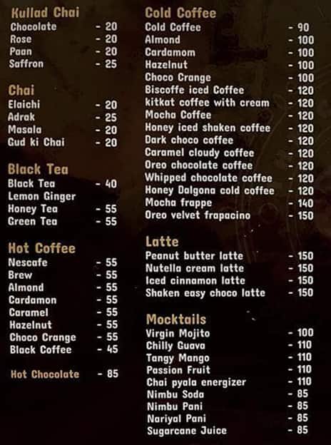 Menu of Chai Pyala, Indira Nagar, Nashik
