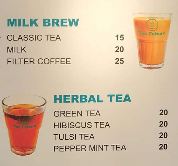Menu of Tea Culture, Anna Nagar West, Chennai