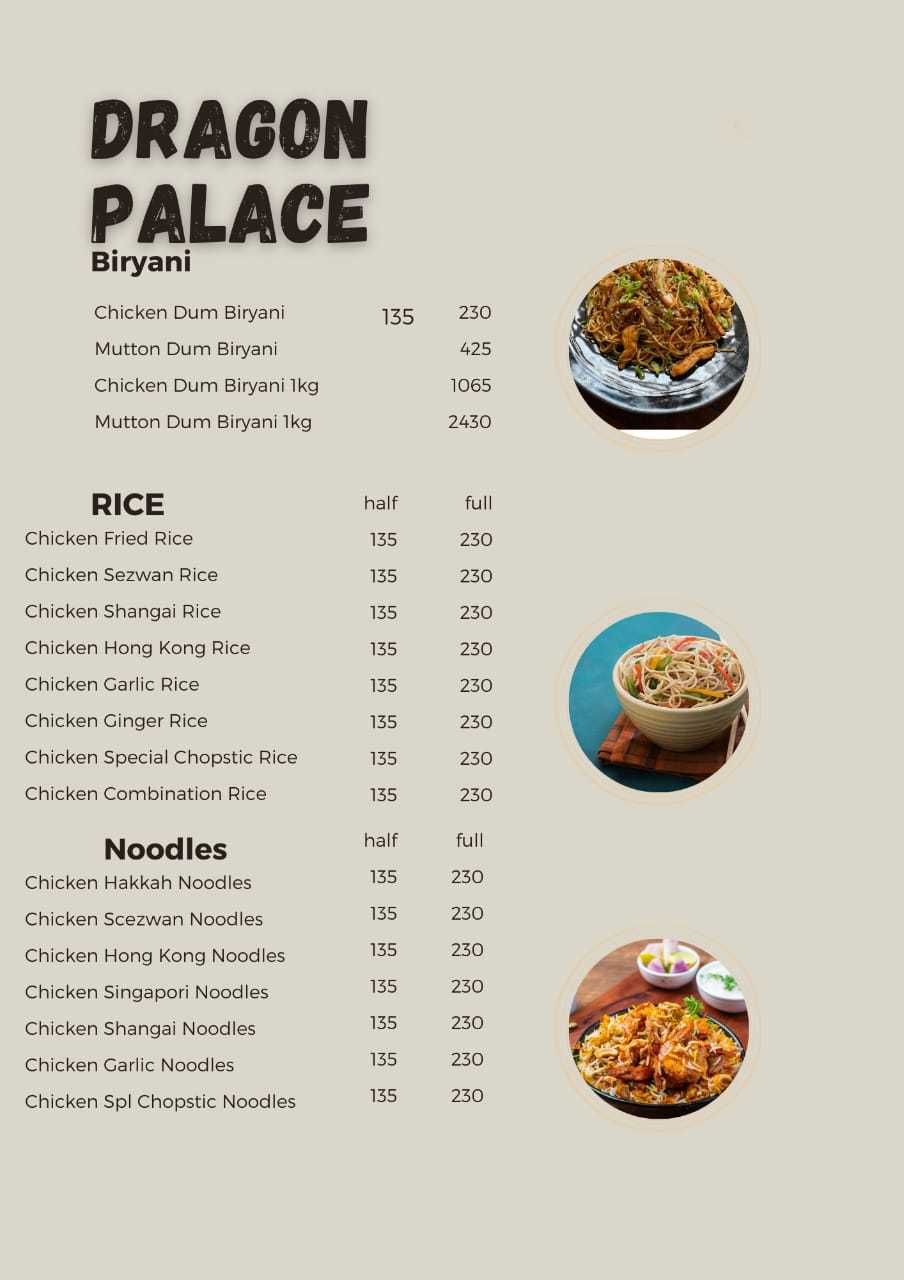Menu of Dragon Place, Ravet, Pune