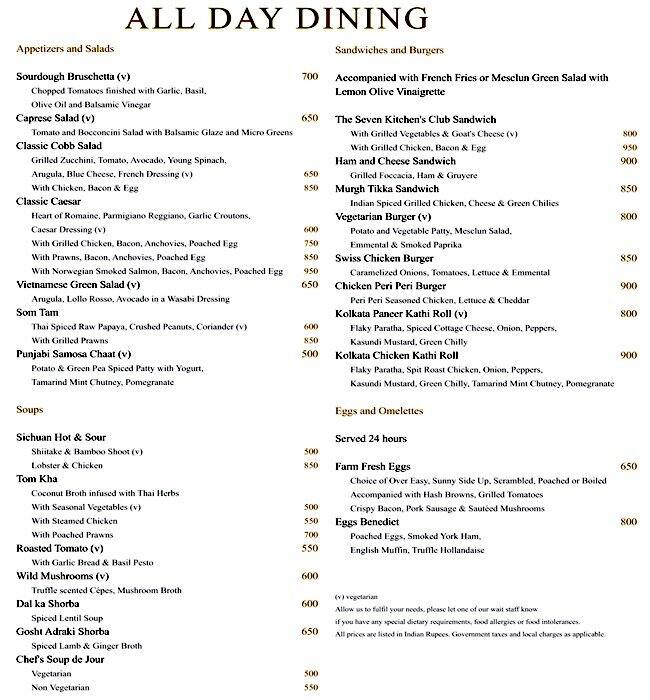 Seven Kitchens - The St. Regis Mumbai Menü - Zomato