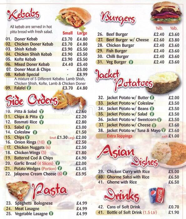 Menu at Tasty Grill cafe, London, 11 Sutton Parade