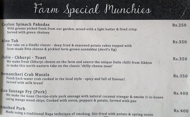 Menu at The Farm Restaurant, Chennai, V68G+MCV