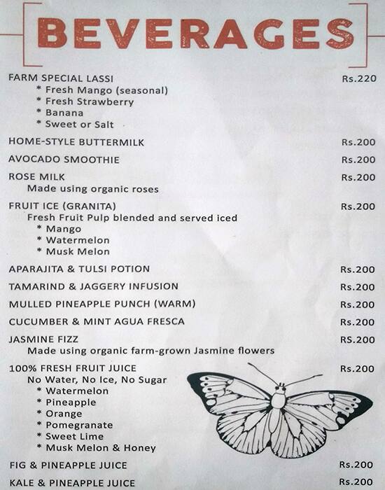 Menu at The Farm Restaurant, Chennai, V68G+MCV