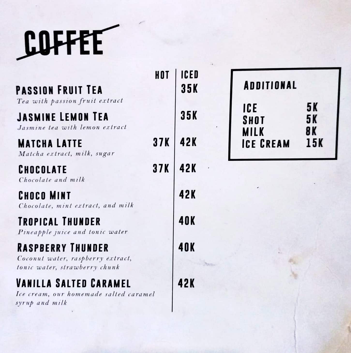 Menu at Shoot Me In The Head Coffee Bar and Roastery, South Jakarta, Jl ...