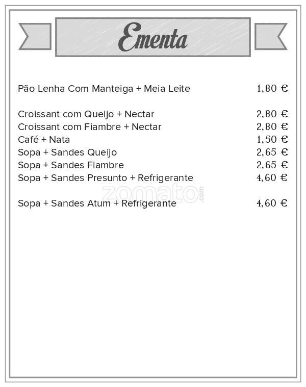 Menu at Cafetaria Tejo, Bobadela, Shopping Tejo E.Leclerc