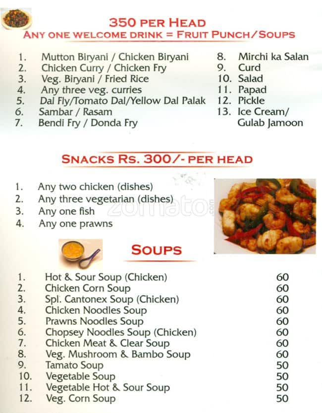 Menu at Shiva Caterers, Secunderabad