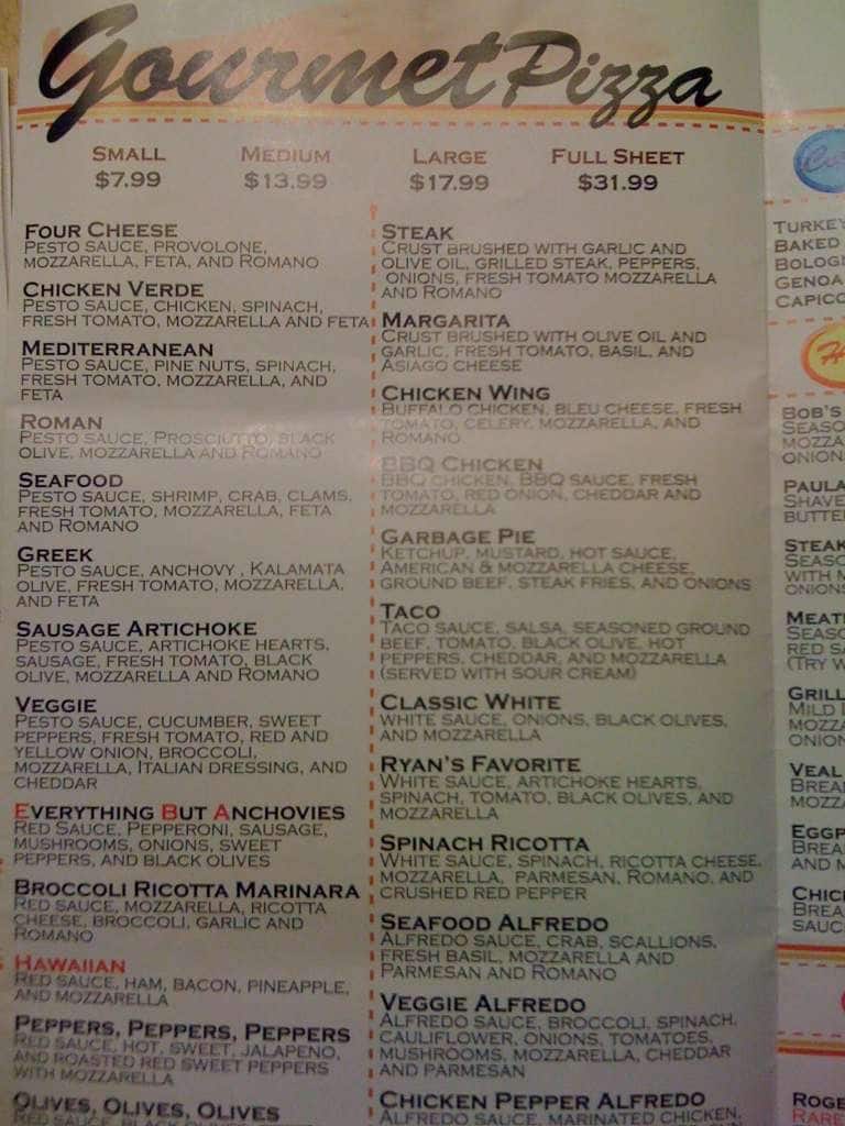 Menu at Pizzeria Americana, Rochester, 516 Long Pond Rd