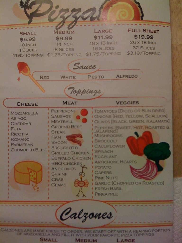 Menu at Pizzeria Americana, Rochester, 516 Long Pond Rd