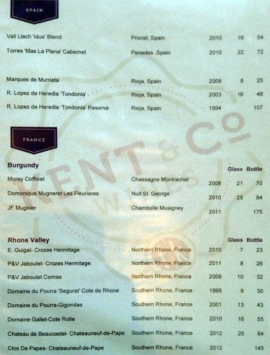 Menu at Kent & Co. pub & bar, Fort Worth