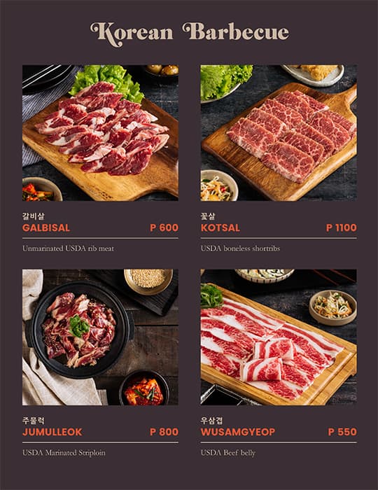 Menu at Jin Joo Korean Grill BBQ, Taguig, Fort Bonifacio