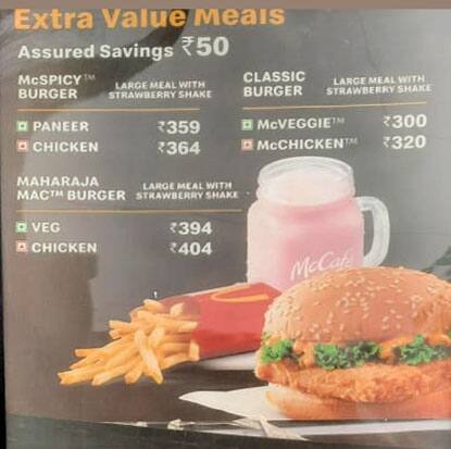 Menu at McCafe by McDonald's, Mumbai, RM Bhattad Marg