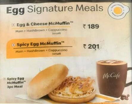 Menu at McCafe by McDonald's, Mumbai, RM Bhattad Marg
