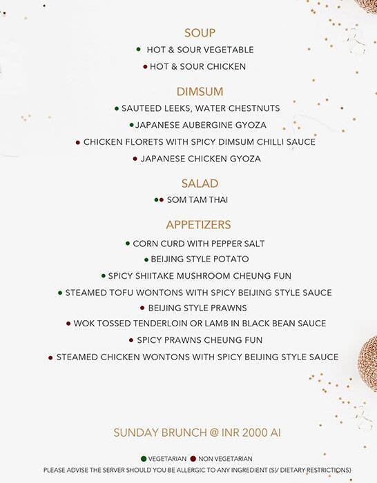 Menu of Bo Tai, Lavelle Road, Bangalore
