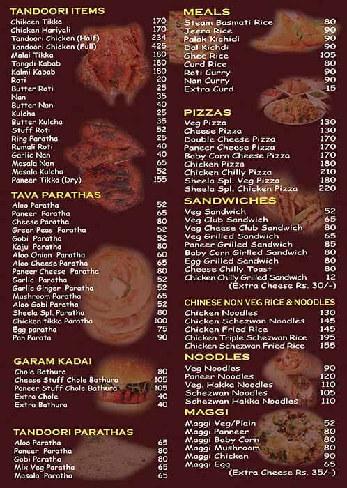 Menu at Sheela The Food Factory, Manipal