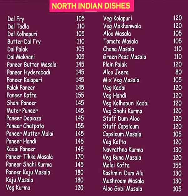 Menu at Sheela The Food Factory, Manipal