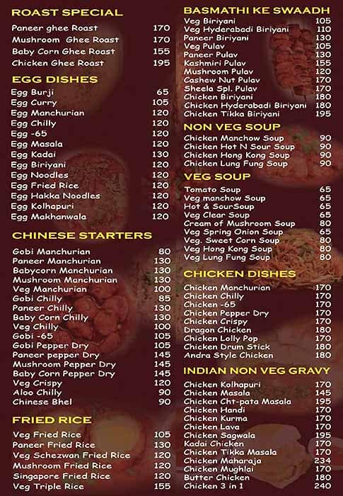 Menu at Sheela The Food Factory, Manipal
