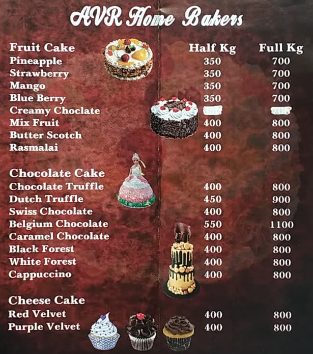 Menu of UJ's Cake, Mahakali, Mumbai