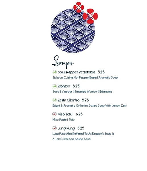 Menu of MisoSexy, Mehrauli, New Delhi